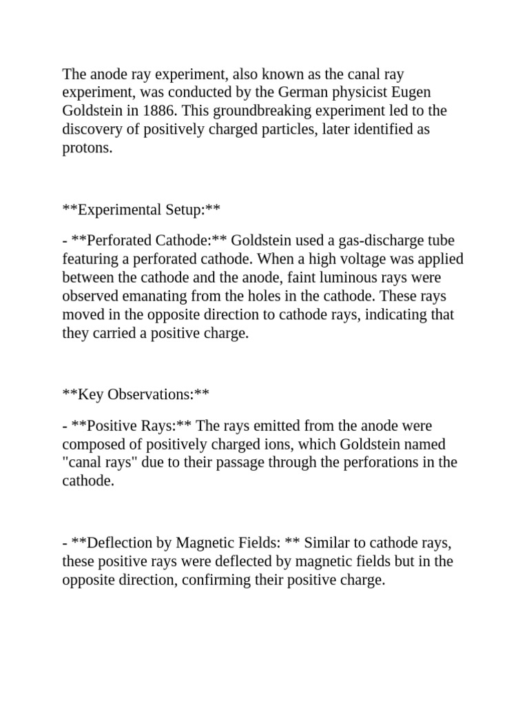 Goldstein's Anode Ray Experiment Insights | PDF