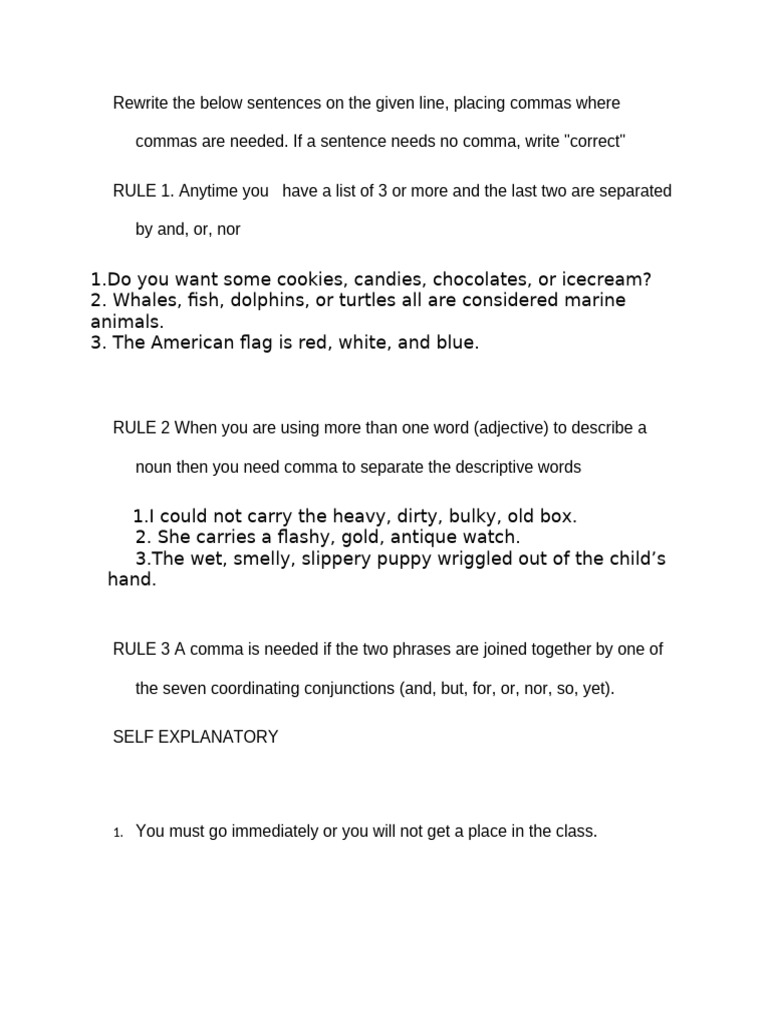 Comma Usage Rules and Exercises | PDF | Comma | Language Mechanics