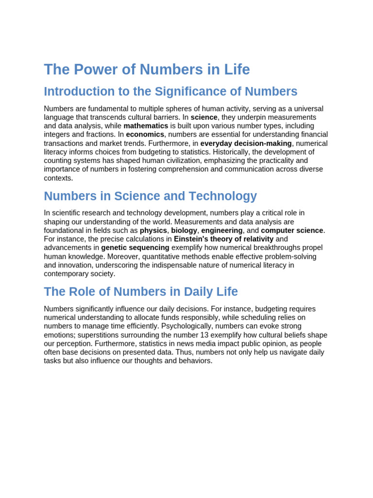 The Power of Numbers in Life | PDF