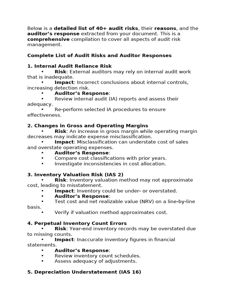 Audit Risks and Responses | PDF | Audit | Deferred Tax