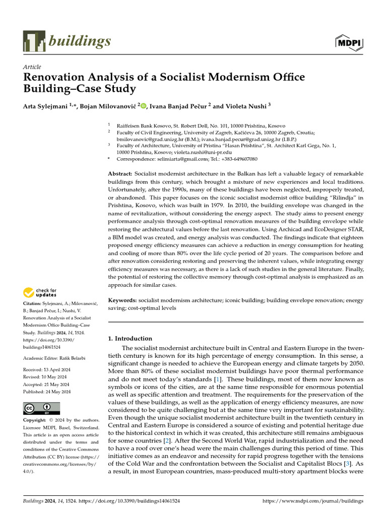 Buildings 14 01524 v2 | PDF | Efficient Energy Use | Energy Conservation