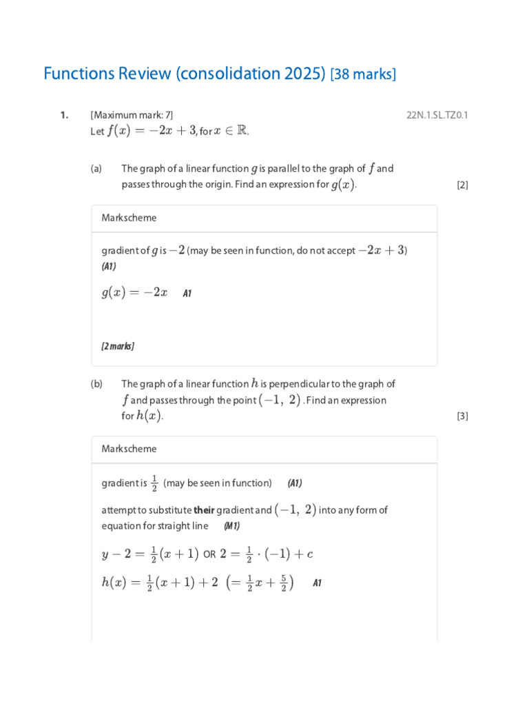 Functions Review (Consolidation 2025) | PDF | Function (Mathematics ...