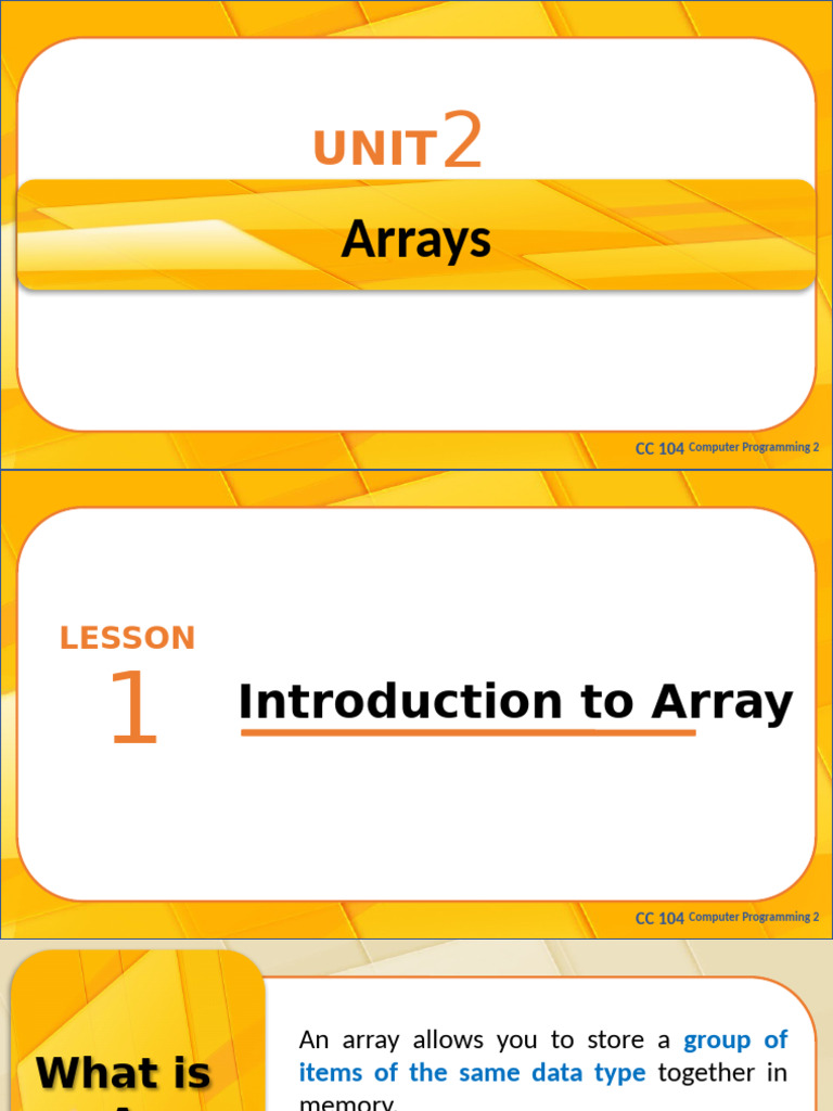 Lesson 1 Introduction to Array | PDF | Data Type | Integer (Computer ... Lesson 1 Introduction to Array | PDF | Data Type | Integer (Computer ...