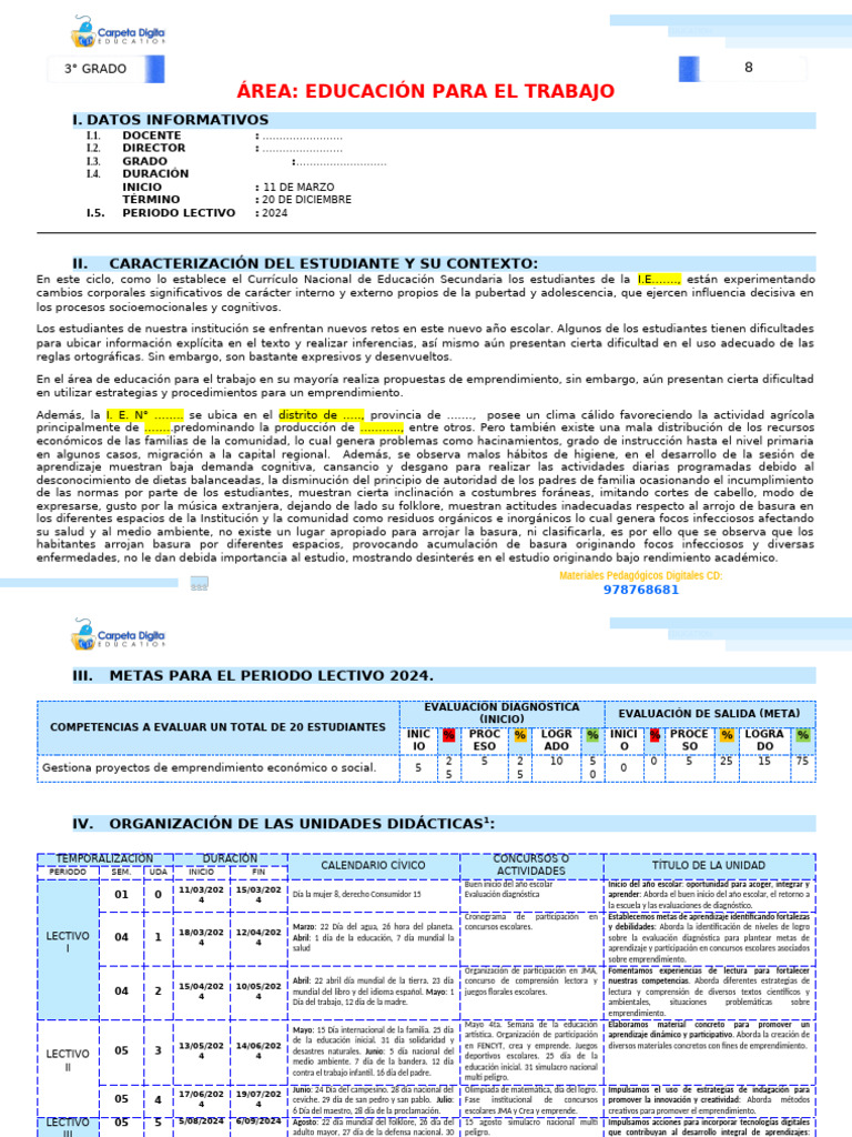Programación Anual - Ept - 3ro-4to | PDF | Aprendizaje | Iniciativa empresarial