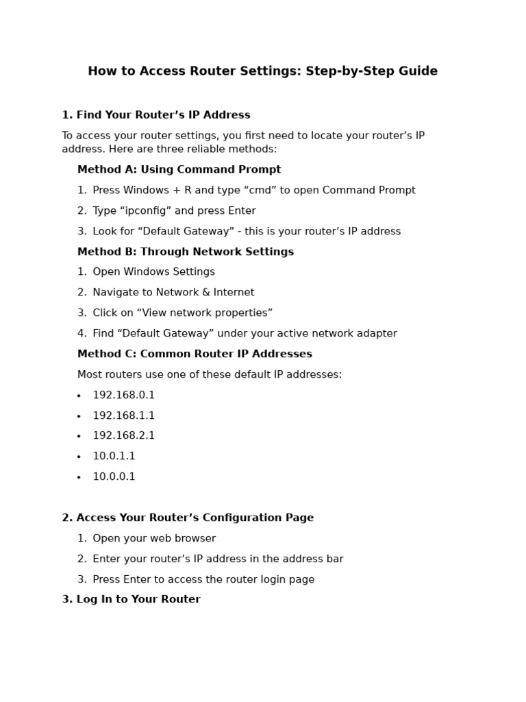 2.how To Access Router Settings | PDF