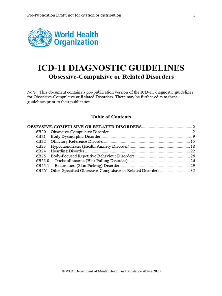 ICD-11 Guidelines for OCD Disorders | PDF | Obsessive–Compulsive ...