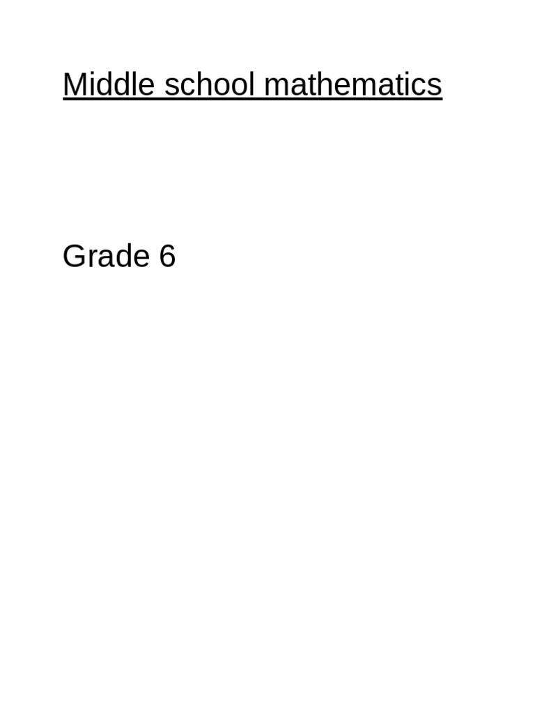 Middle School Mathematics - Grade 6 | PDF
