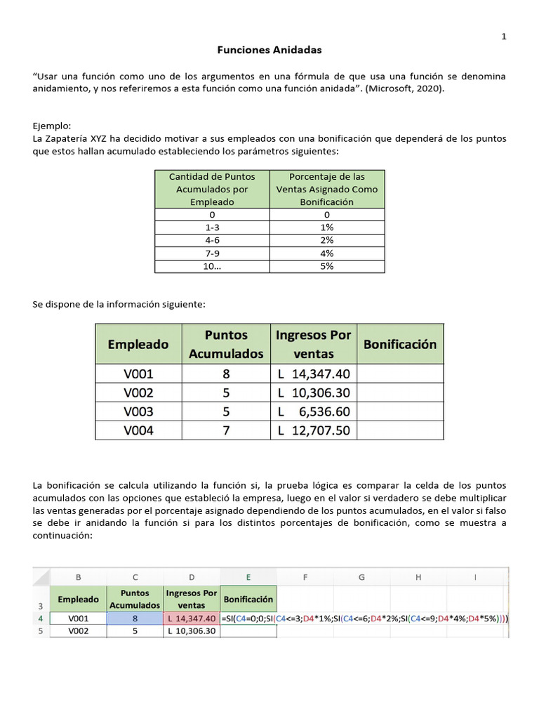 Funciones Anidadas | PDF | Microsoft Excel