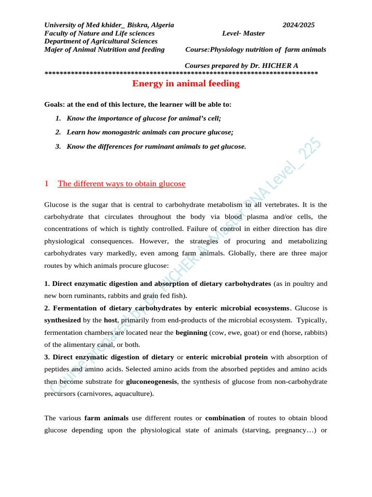 LESSON 4 Energy in Animal Feeding | PDF | Carbohydrates | Digestion
