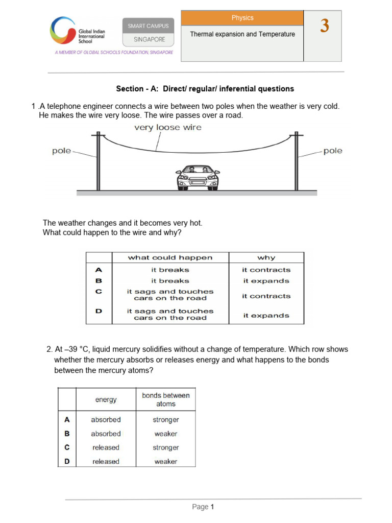 2 Revision worksheet | PDF | Thermal Expansion | Temperature