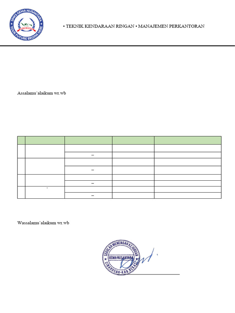 Surat Pemberitahuan Rapat Terkait Kegiatan Akhir Kelas XII | PDF