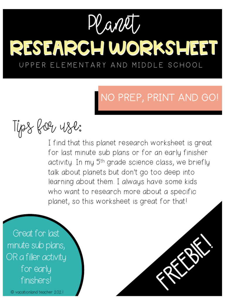 PlanetResearchProjectWorksheetMiddleSchoolScience-1 | PDF | Digital ...
