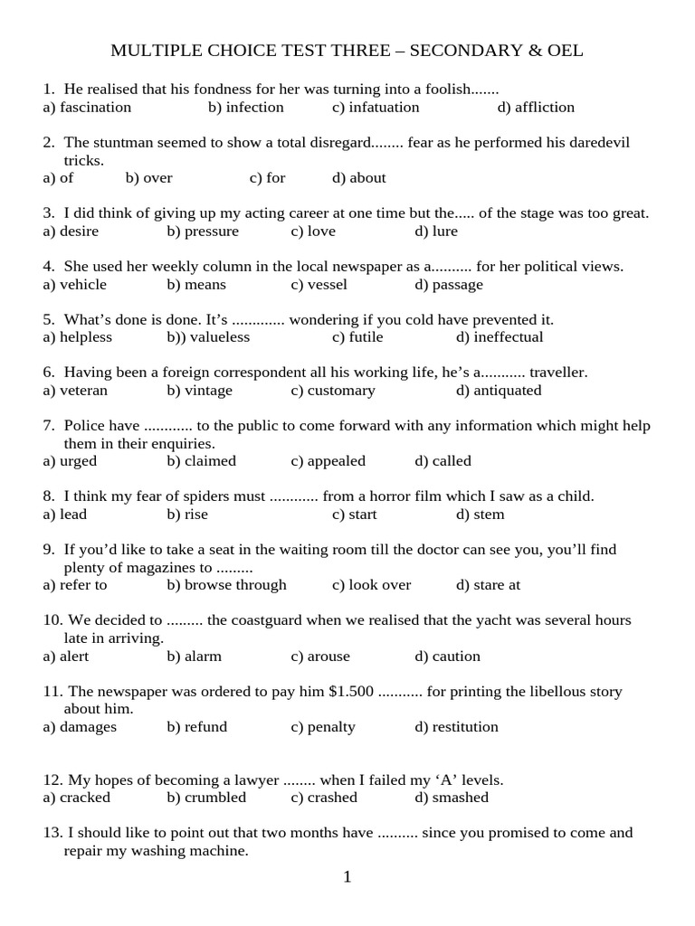 Multiple Choice Test 3 - 2014 - 2015 | PDF