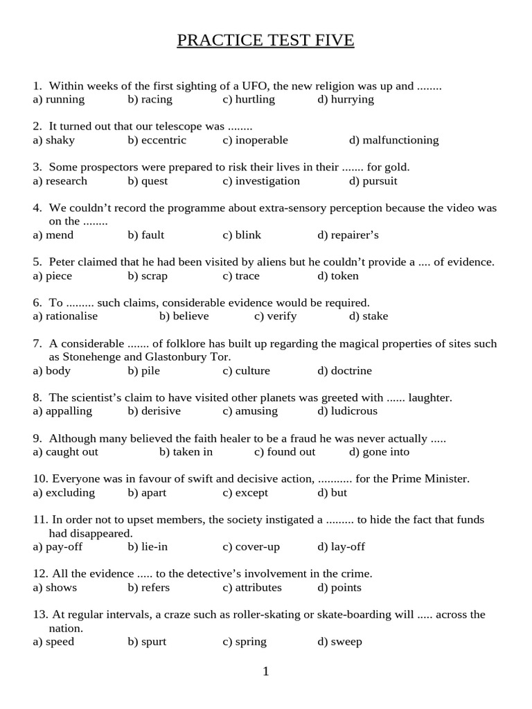 English Vocabulary Practice Test | PDF