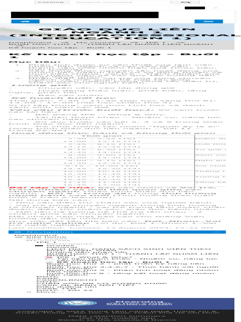 IPE 1 Kế Hoạch Học Tập - Buổi 1 | PDF