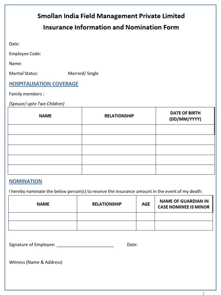 Insurance Nomination Forms | PDF