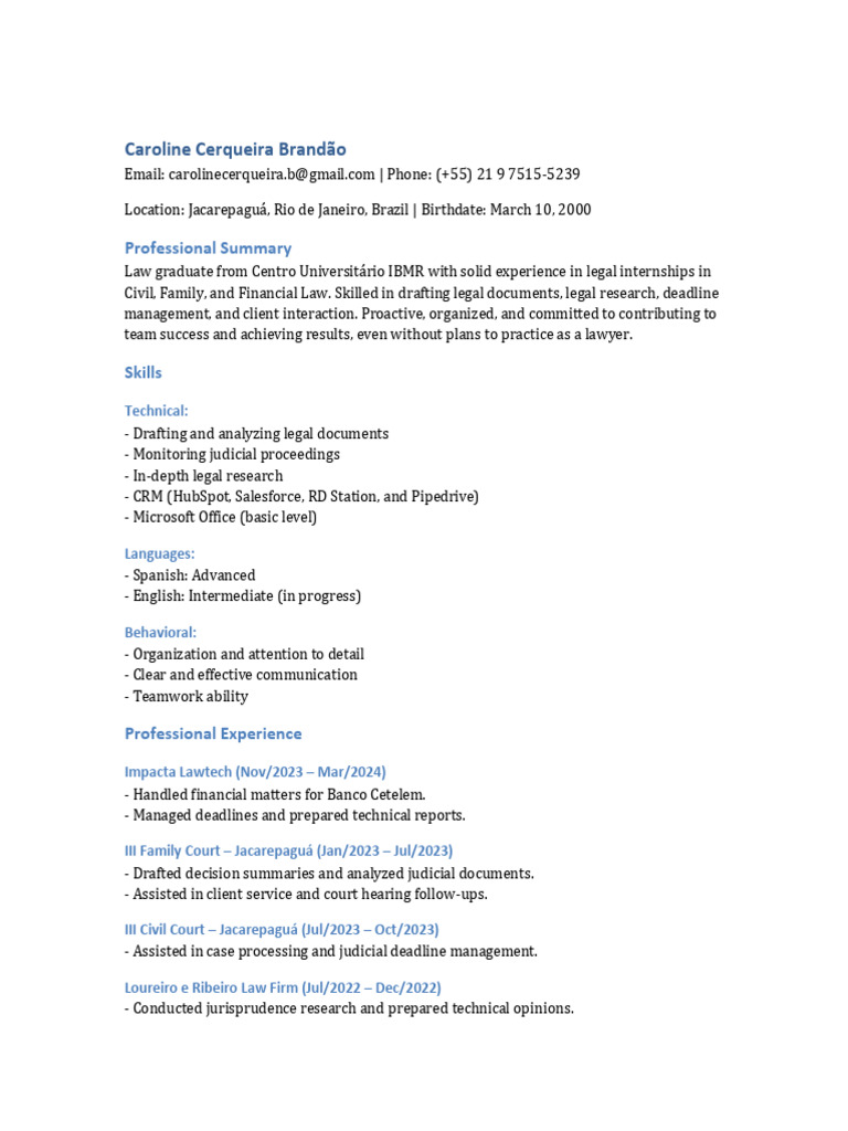 Caroline CV English PDF | PDF