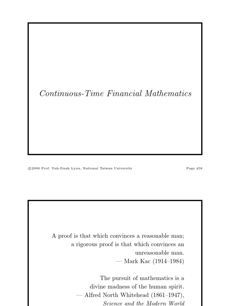 Continuous-Time Financial Mathematics | PDF | Greeks (Finance) | Black ...