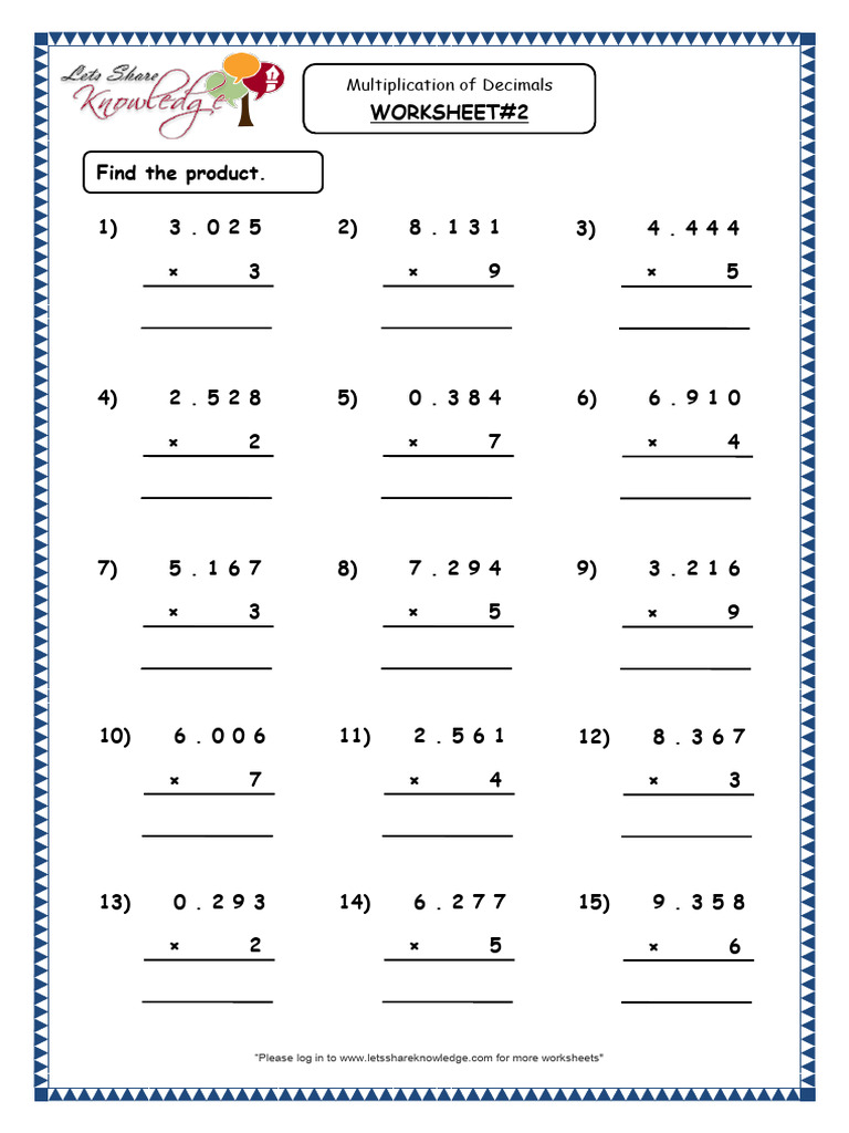 Multiplication of Decimals Up To Double Digits Grade 4 Maths Resources ...