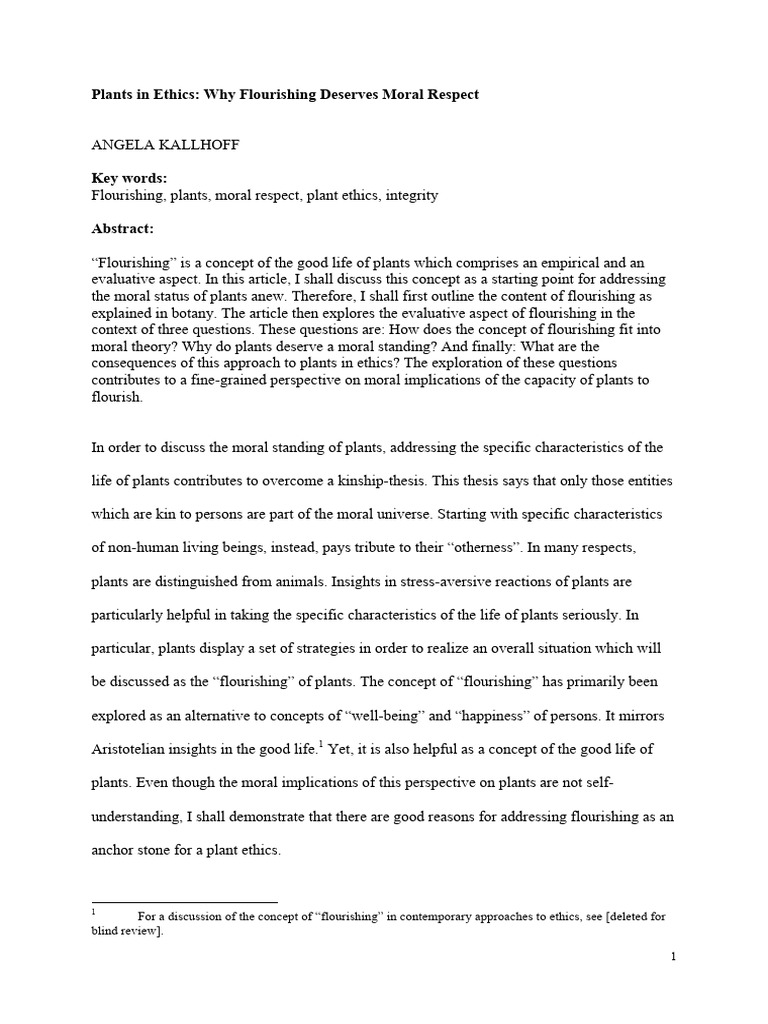 Kallhoff - Plants in Ethics | PDF | Concept | Reason