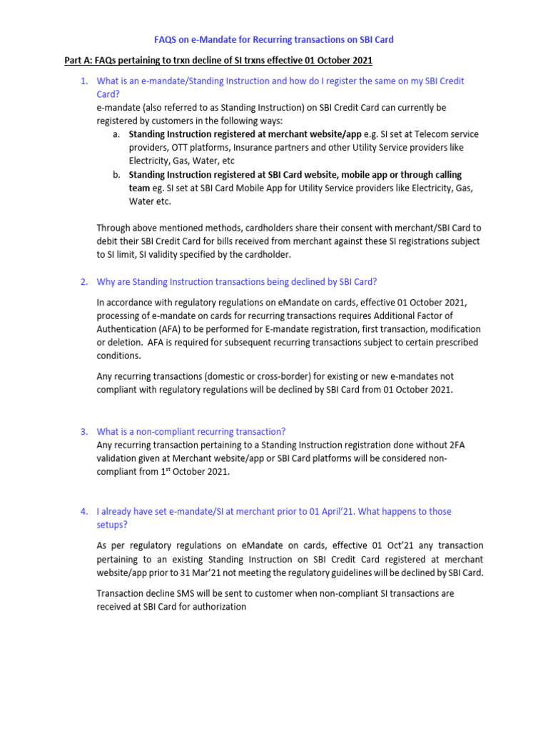 Faq Recurring Bill Payments | PDF | Credit Card | Debit Card