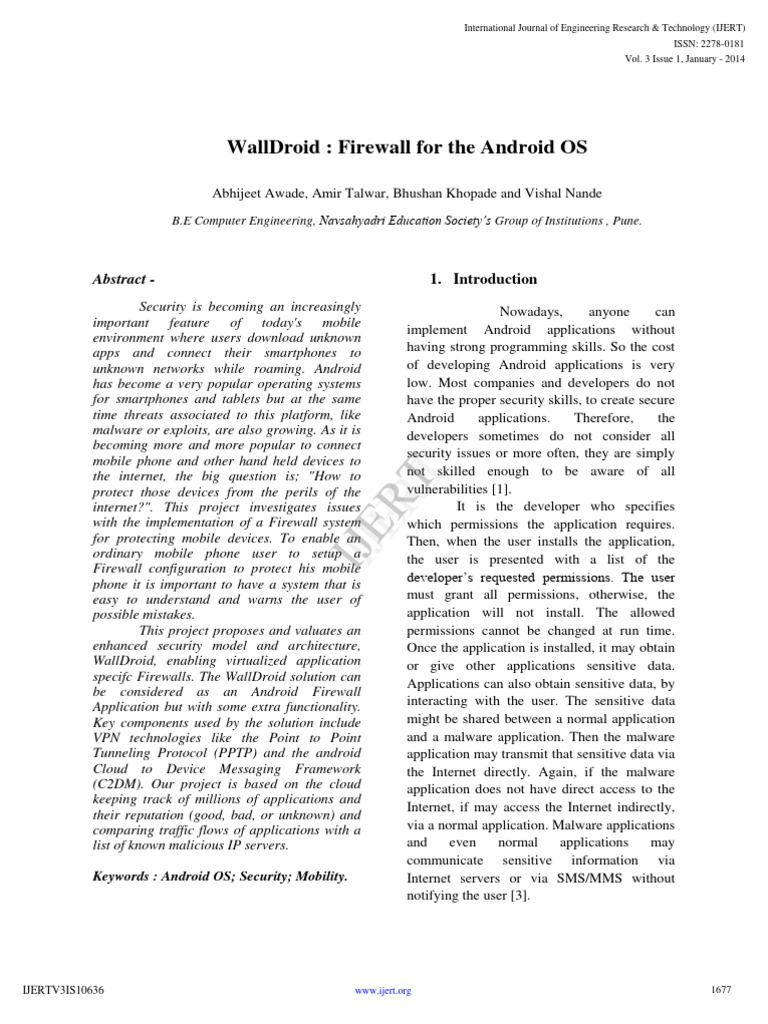 WallDroid_Firewall_for_the_Android | PDF | Java (Programming Language) | Malware
