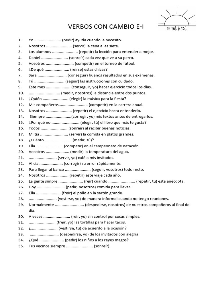 Verbos CON Cambio E I | PDF
