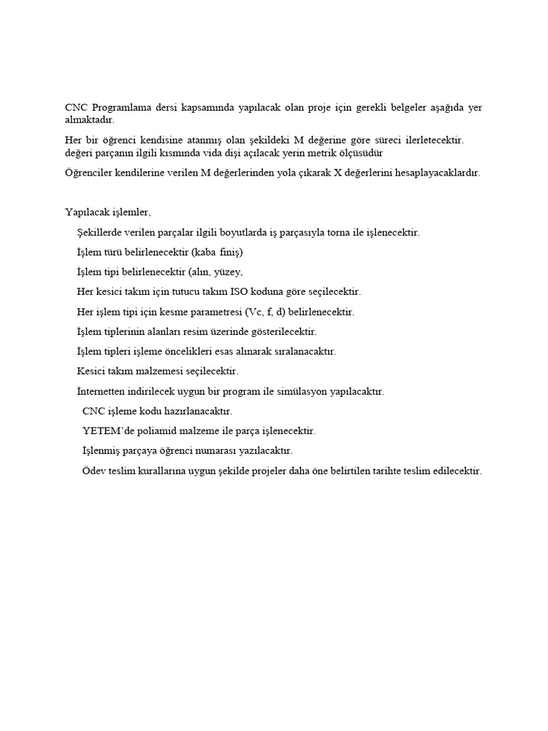 CNC Programlama Dersi Projesi | PDF