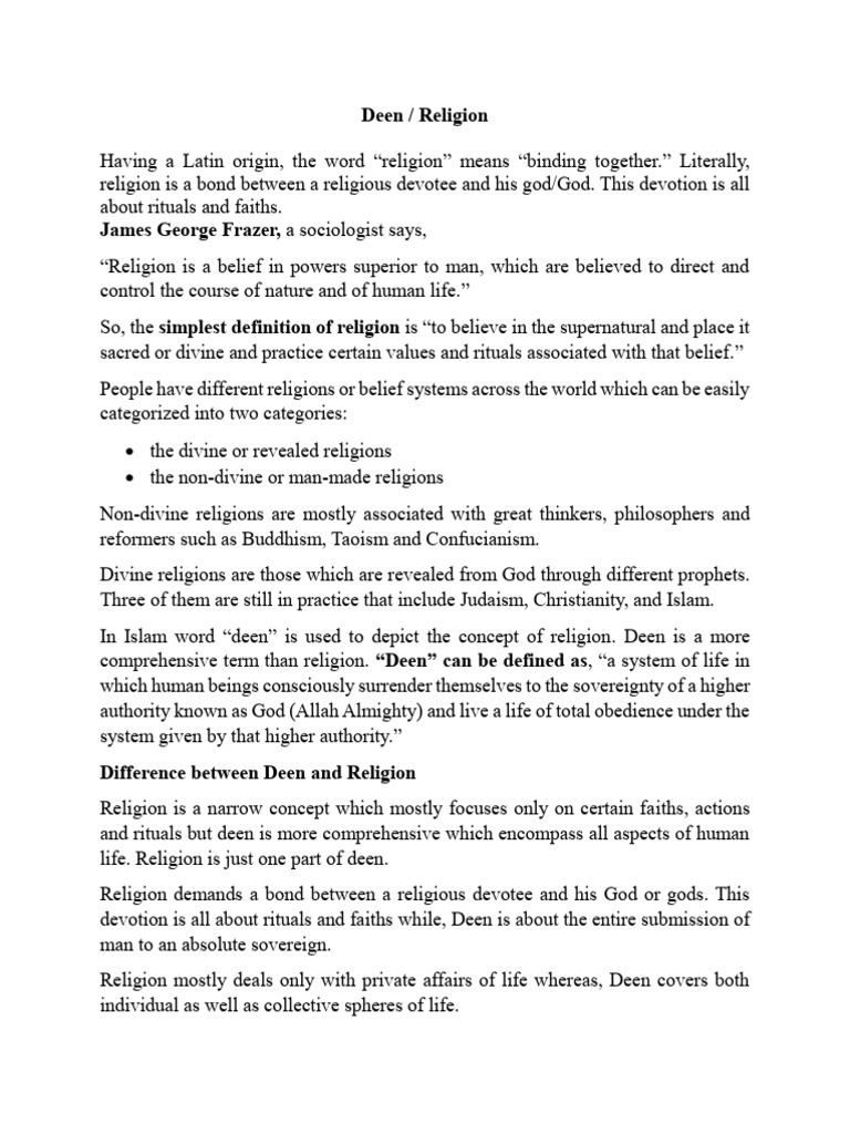 Religion and Its Importance | PDF | Prophets And Messengers In Islam ...