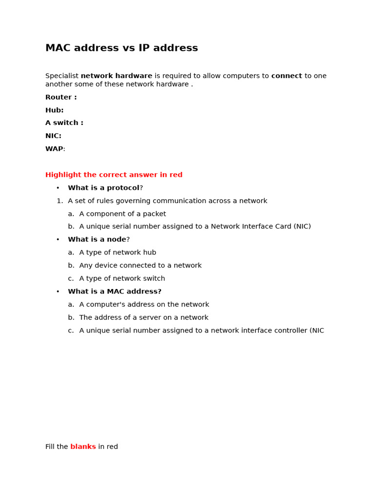 MAC+address+vs+IP+address | PDF | Computer Network | Ip Address