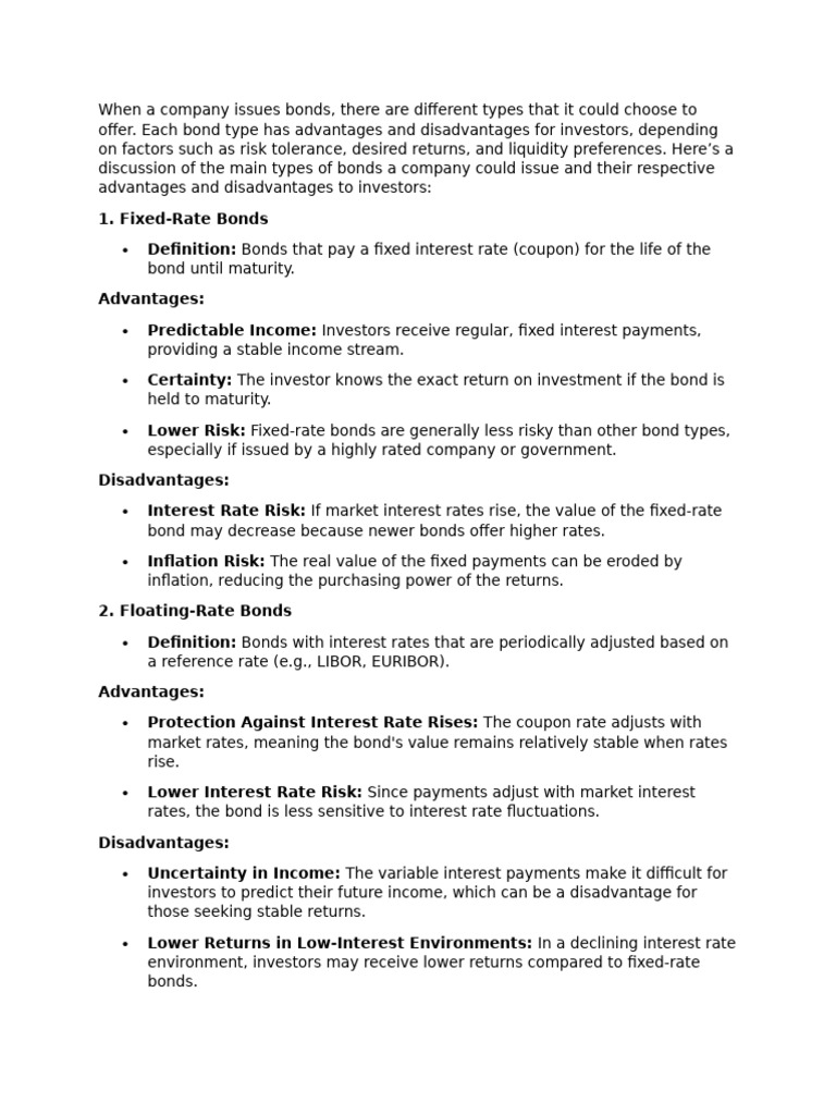 Advantages and Disadvantages of Bonds | PDF | Bonds (Finance) | Interest