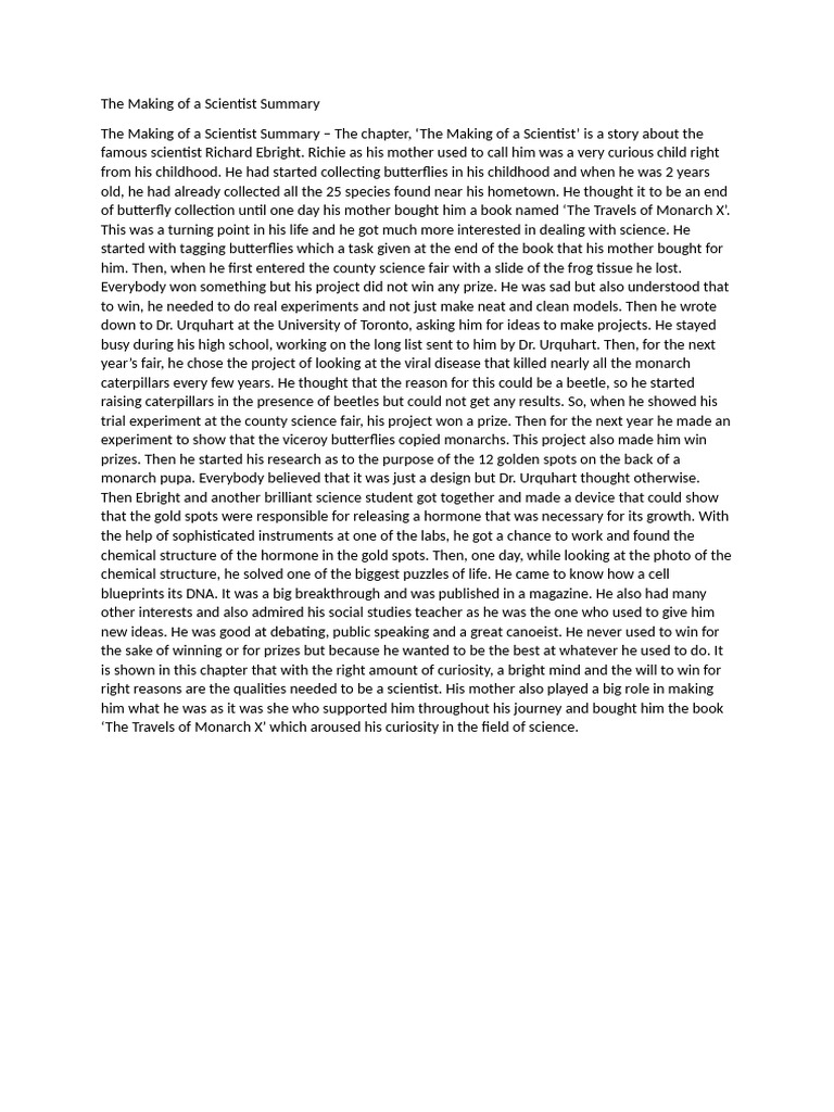 Making of Scientist Summary | PDF