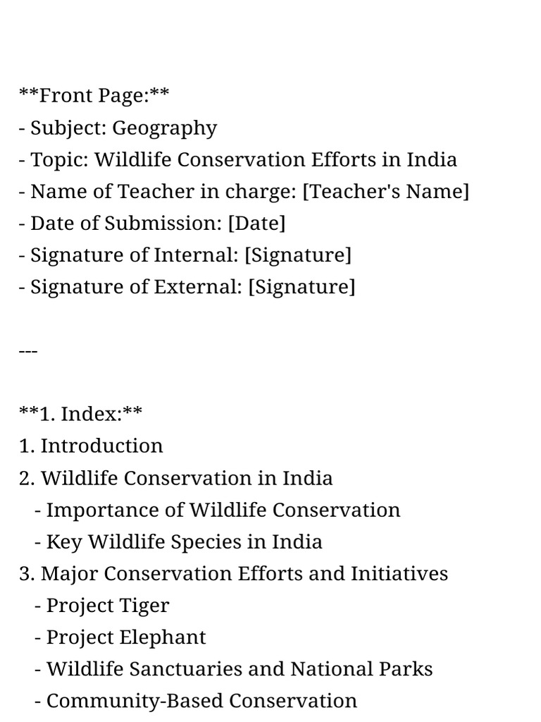 Geography Project Class 10 Second Semester | PDF | Conservation Biology ...