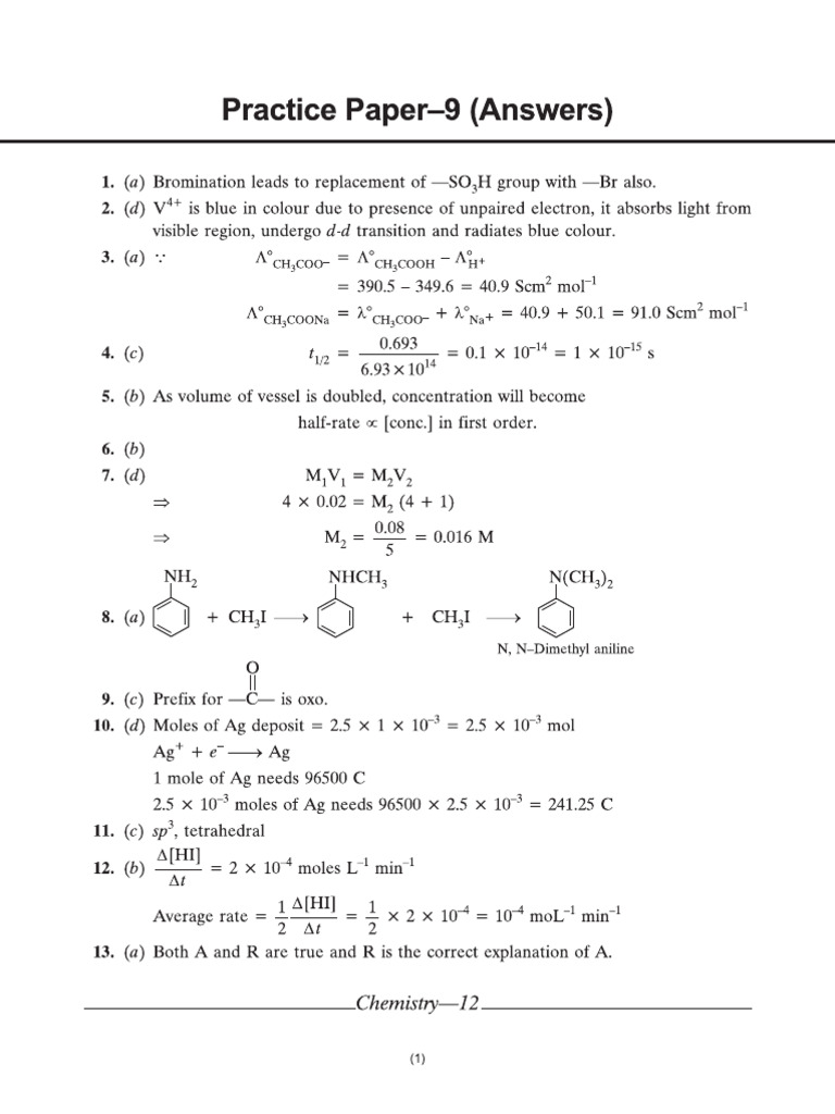 Chemistry Practice Paper 9 | PDF