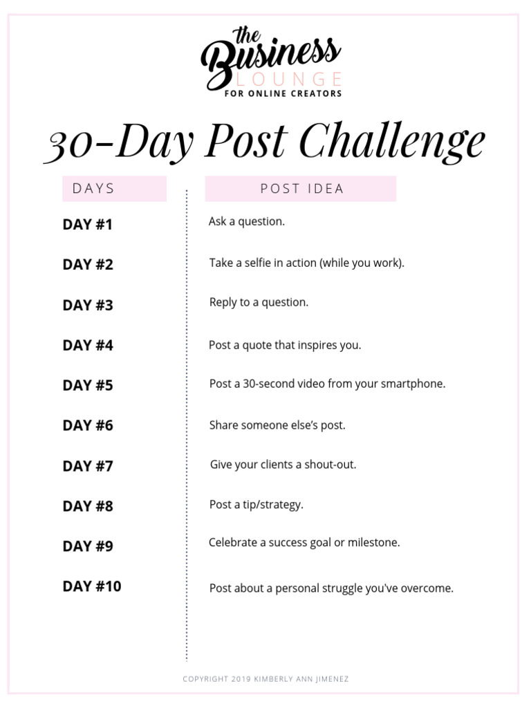 30+Day+Social+Media+Challenge+(updated) | PDF