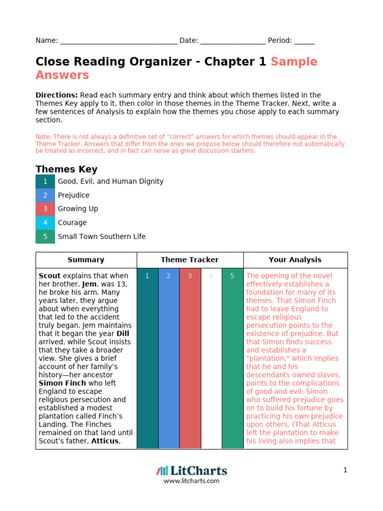 Chapter 1 Reading Sample Answers | PDF | To Kill A Mockingbird