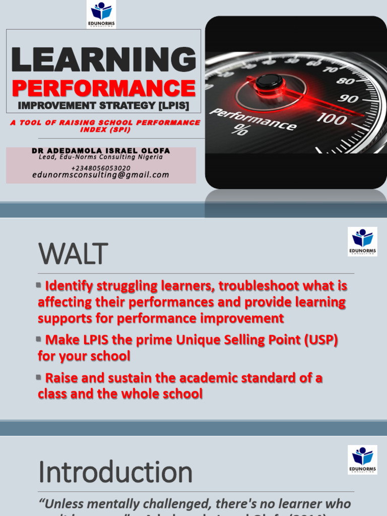 Learning Performance Improvement Strategy (Lpis) - 2024 | PDF | Learning | Teachers
