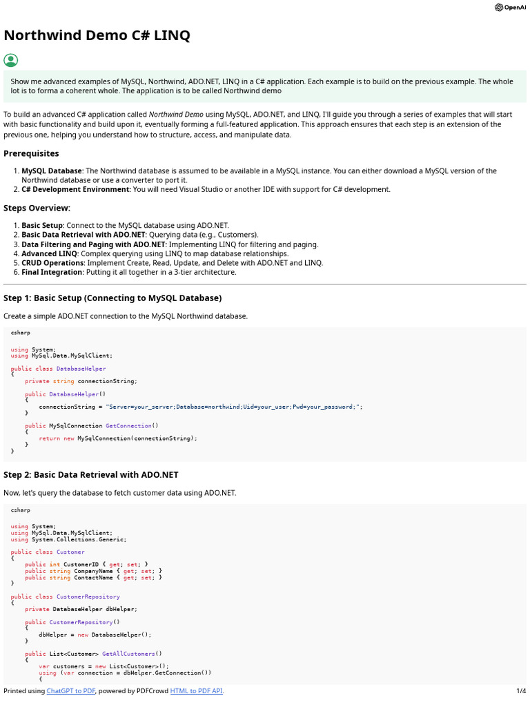 Northwind Demo C# LINQ 21 Feb 2025 | PDF | Language Integrated Query | C Sharp (Programming ...