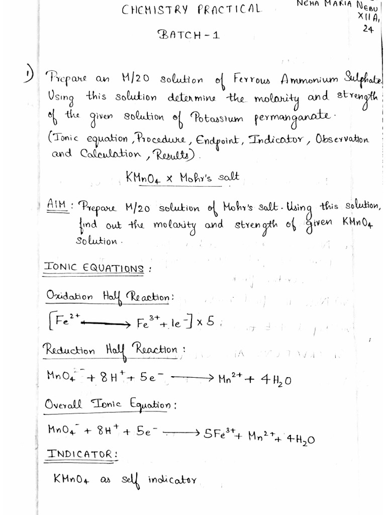 Batch 1 Chem Practical | PDF