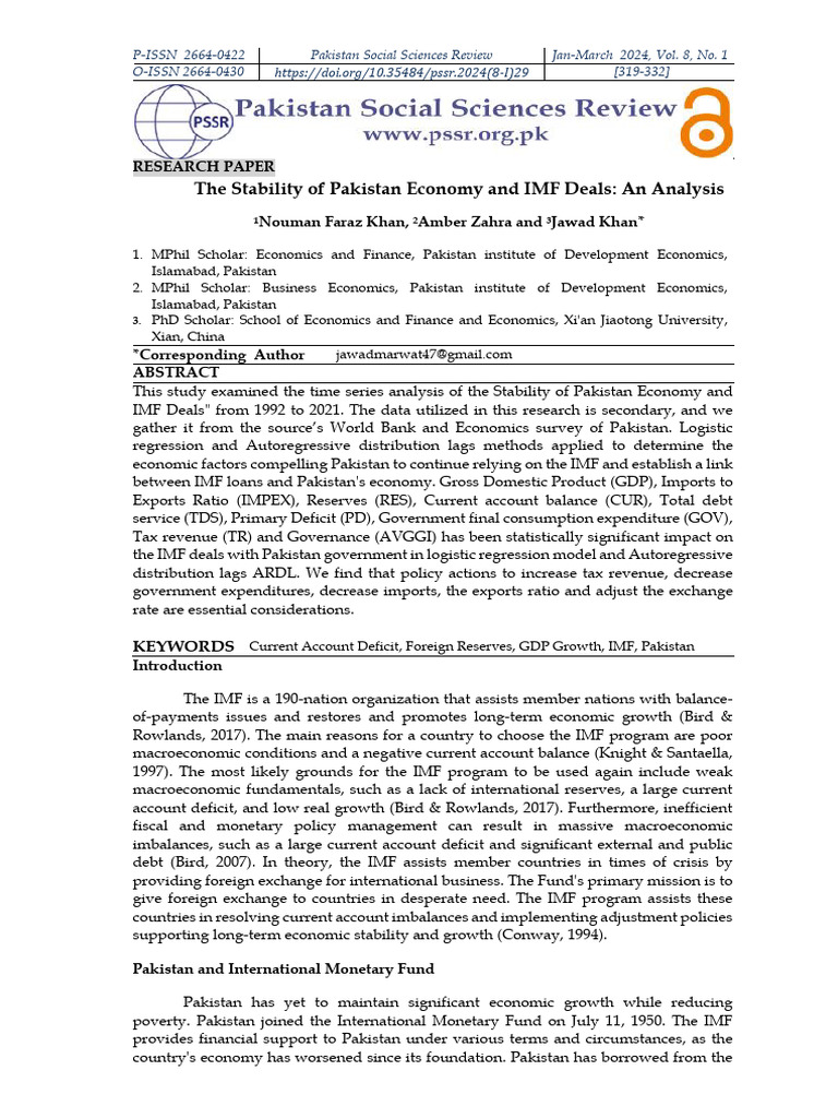 Pakistan Economy and IMF Deals Analysis | PDF | Coefficient Of ...