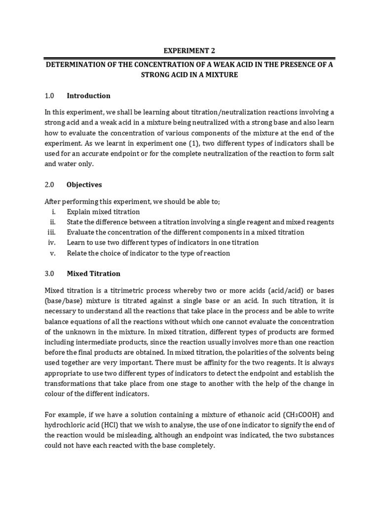 EXPERIMENT 2 (1) | PDF | Titration | Chemistry