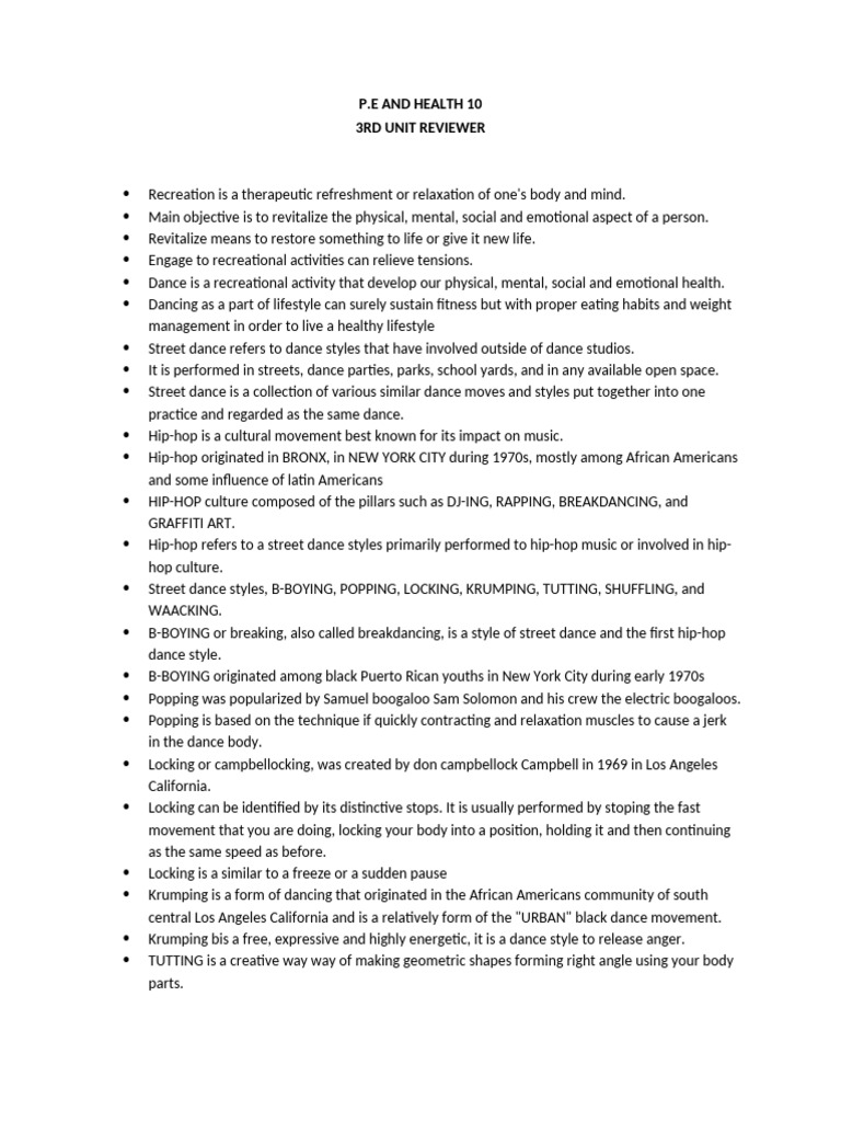 p.e and Health Wps Office | PDF | Hip Hop Music | Aerobic Exercise