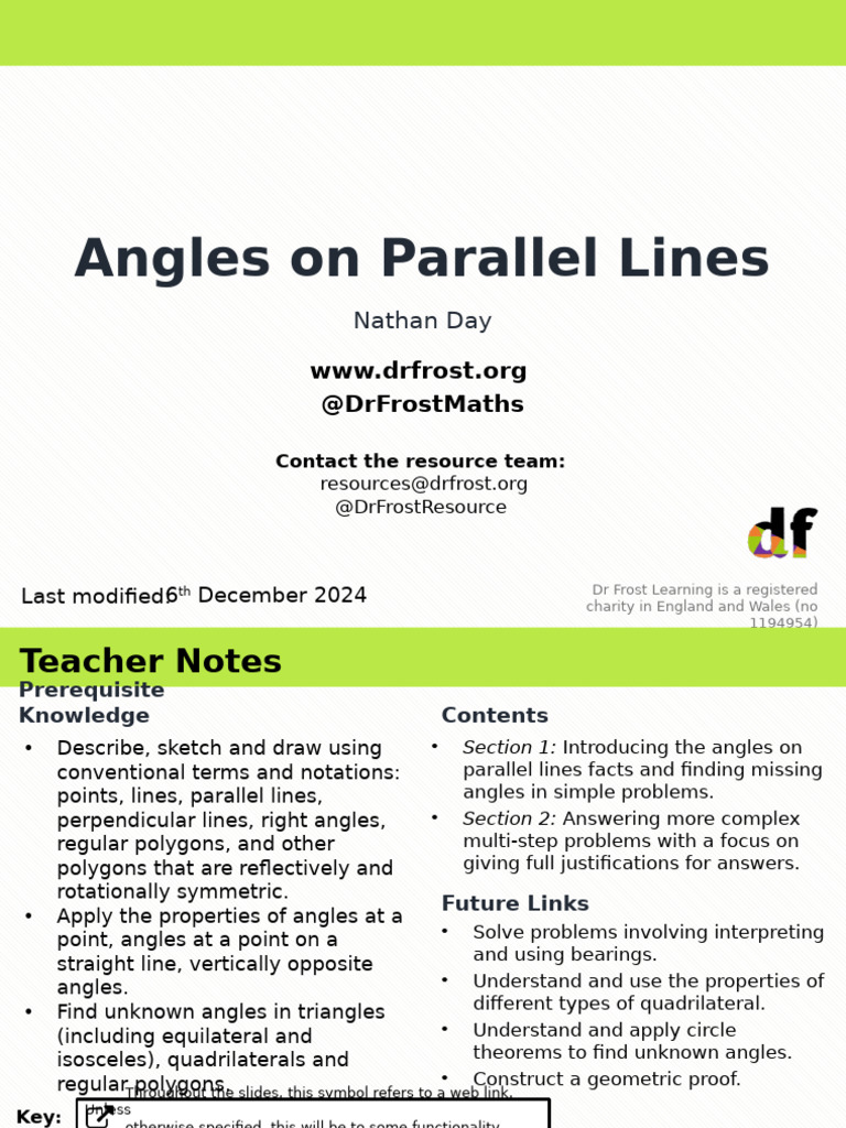 Angles On Parallel Lines - Lesson | PDF | Triangle | Angle