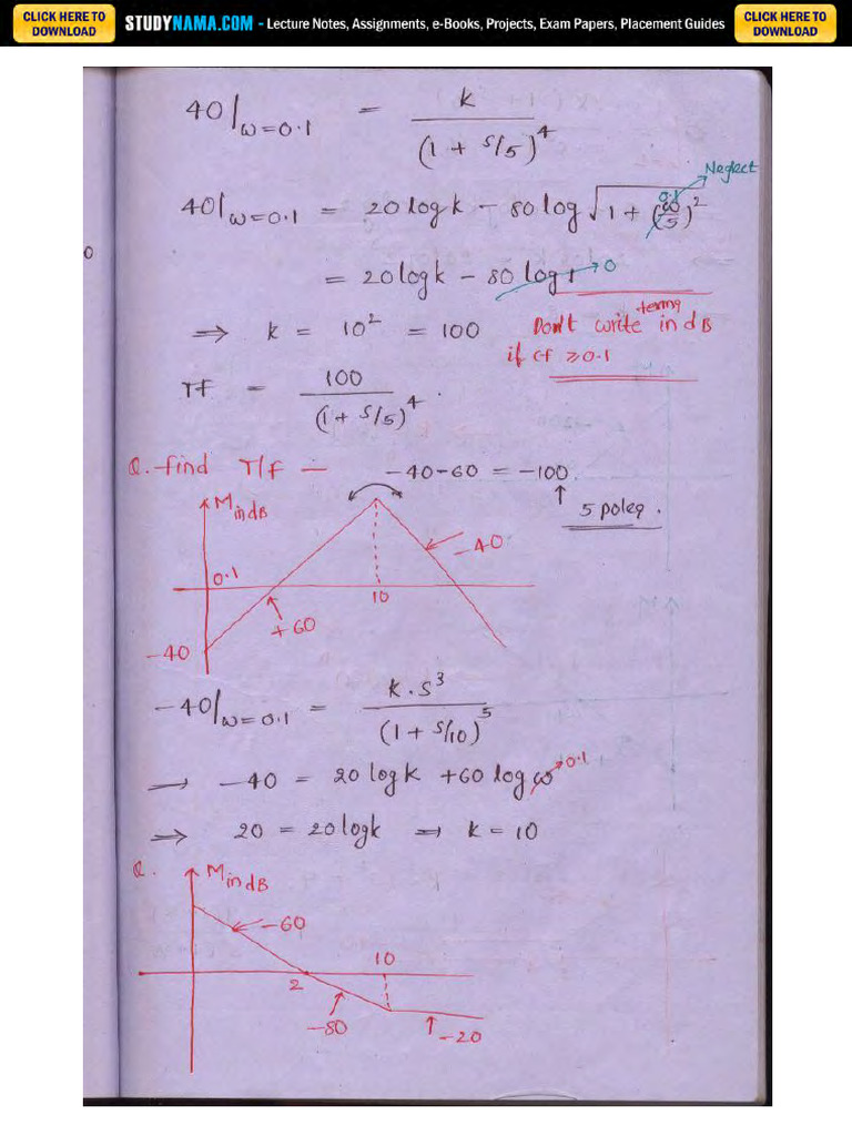 Control System Engineering Handwritten Notes For GATE PDF Download ...