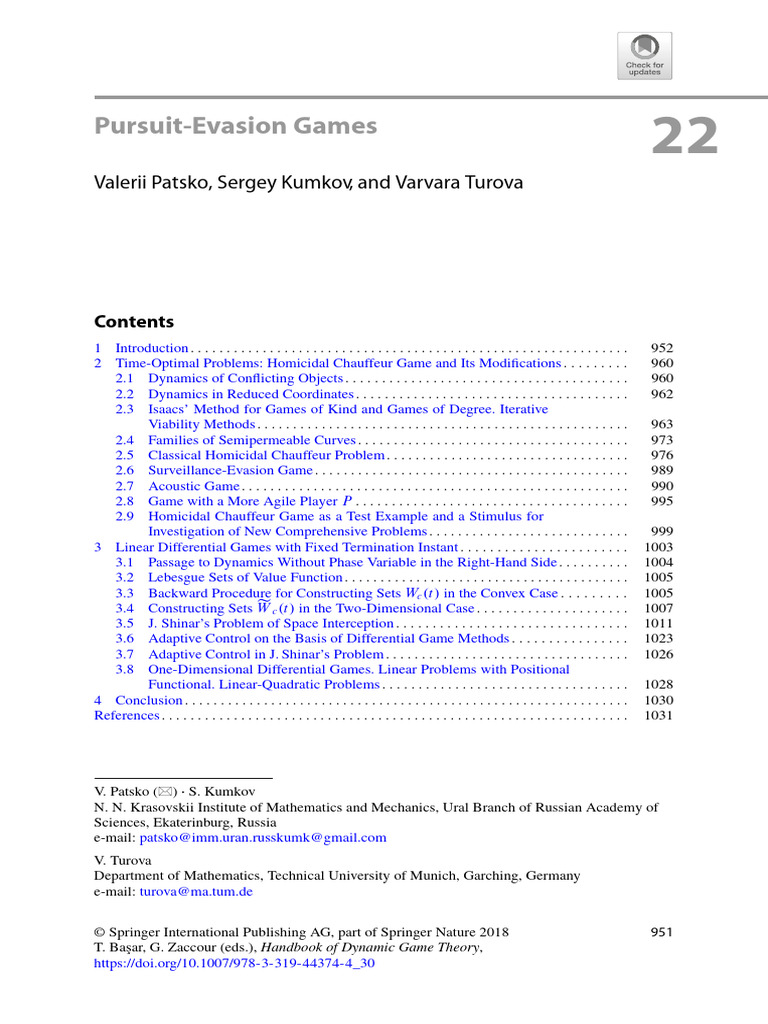 Pursuit-Evasion Games Chapter 22 | PDF | Function (Mathematics) | Velocity