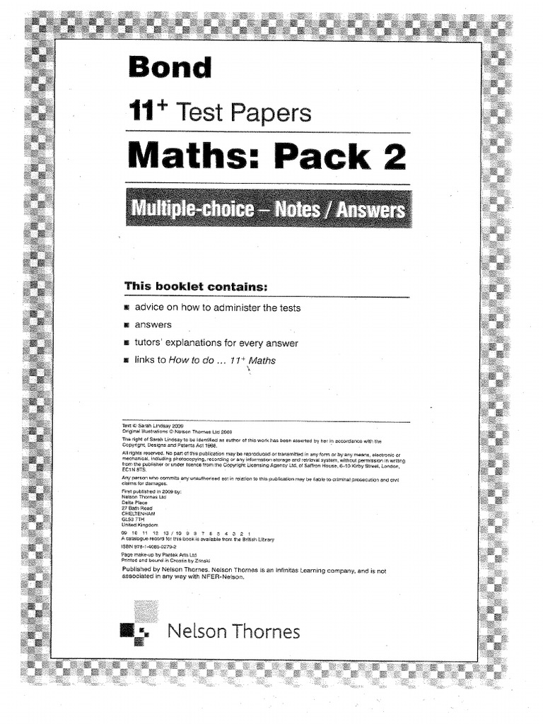 0279 Maths Pack 2 MC Answers | PDF