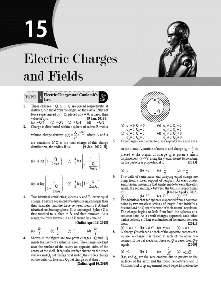 Electrostatic PYQ Jee Main | PDF | Electric Field | Force