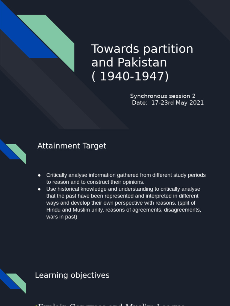 Pakistan Partition Analysis (1940-1947) | PDF | Partition Of India ...