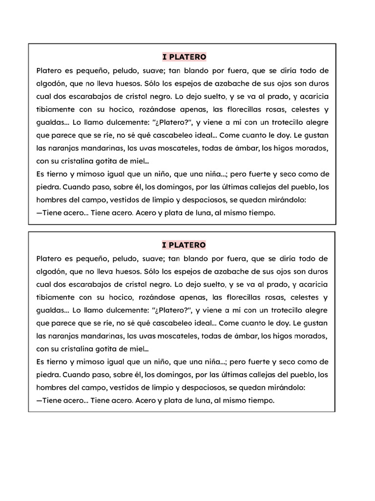 RECURSO. EL PLATERO | PDF