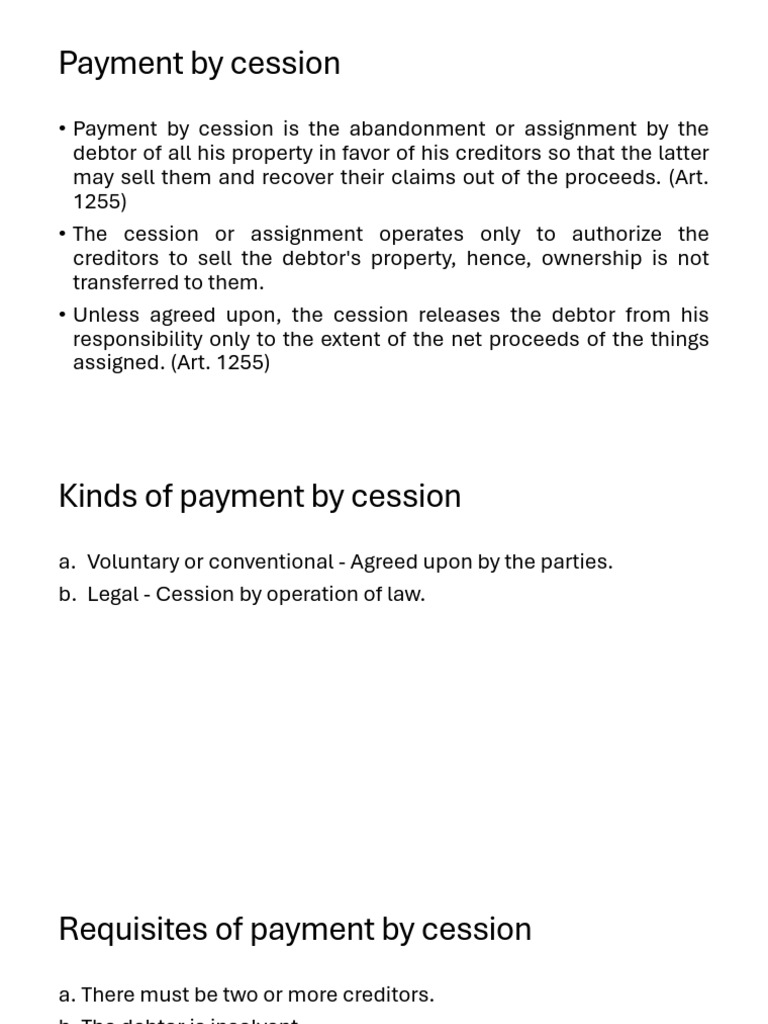 Payment by Cession To Novation | PDF | Guarantee | Debt